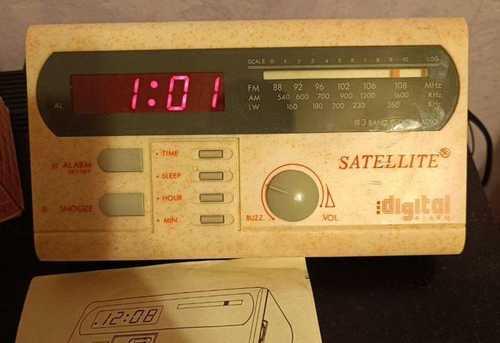 Цифровой радио будильник satellite винтажный