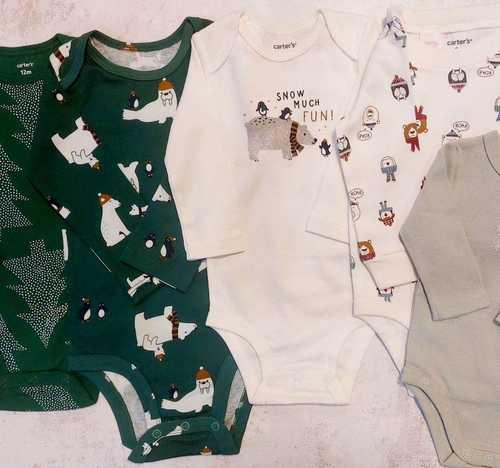 Новые боди новогодние Carters 3м, 6м, 9м, 12м