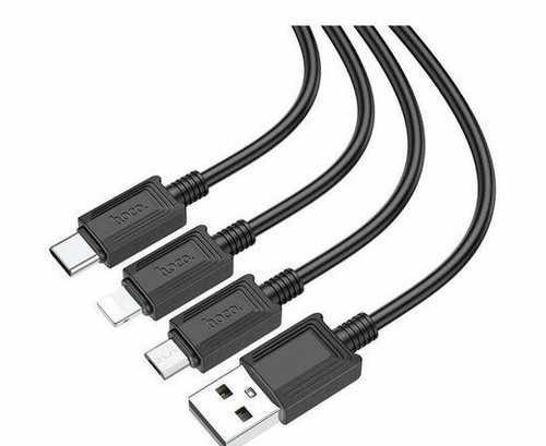 USB кабель 3в1 Hoco X74 to Micro+Type-C+Lightning