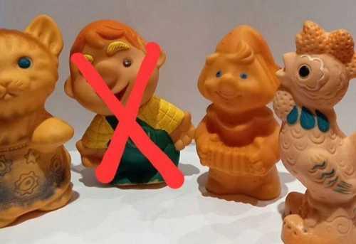 Резиновые игрушки СССР Карлсон, Кошка, Петрушка