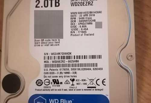 Жесткий диск hdd 2 тб Western Digital Blue