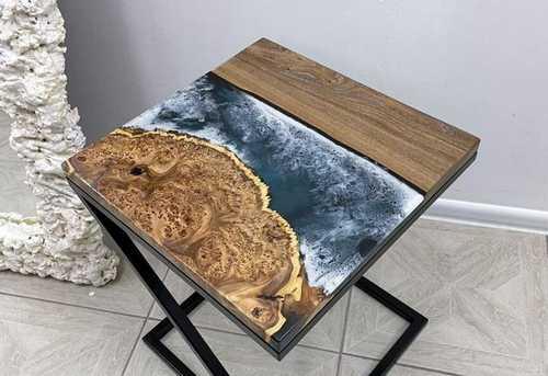 Журнальный столик море со смолой и карагачом