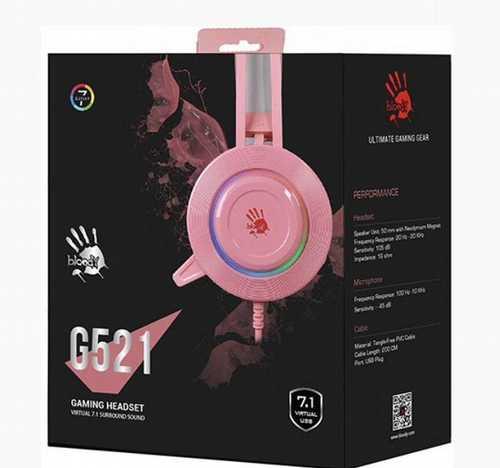 Игровые наушники А4Tech Bloody G521 Pink