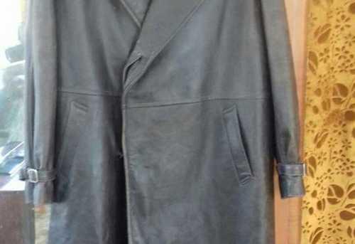 Кожаное пальто с подстежкой из цигейки