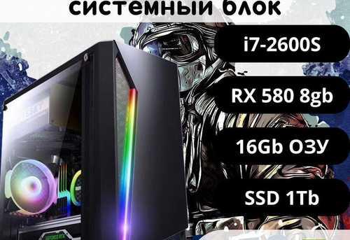 Игровой пк i7-2600S + RX 580 / 16Gb озу / SSD 1Тб