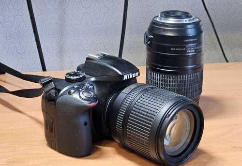 Зеркальный фотоаппарат Nikon d3300 + 2 объектива