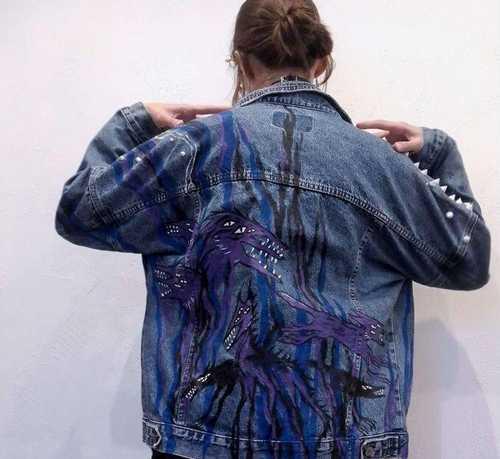 Джинсовка джинсовкя куртка кастом с росписью