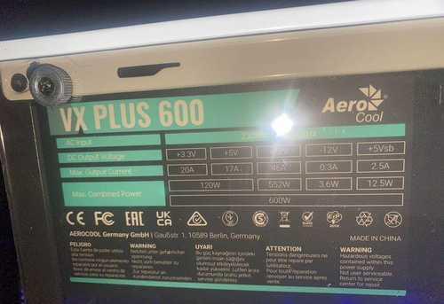 Блок питания Aerocool VX plus 600W