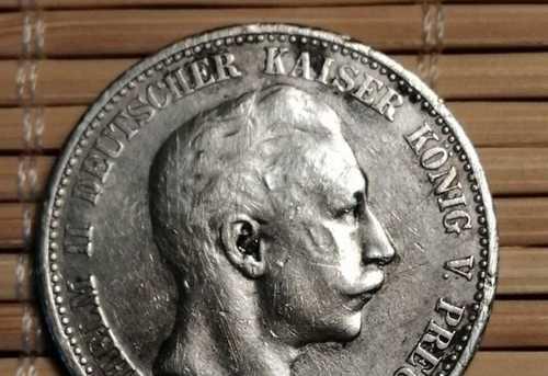2 марки 1904 Германия Пруссия серебро