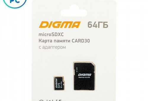Флеш карта microSD 64GB Digma (SD адаптер)