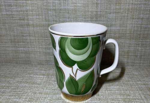 Чашка бокал Зелёные цветы Красный фарфорист СССР