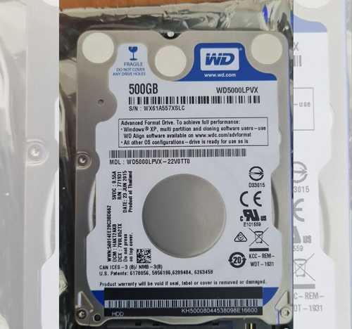 Жесткий диск WD5000PVX 500Gb