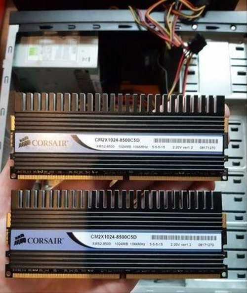 Оперативная память Corsair 2х1Gb 1066MHz