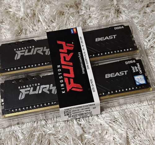 Kingston Fury Beast 32Gb (2x16GB) 3200мгц DDR4