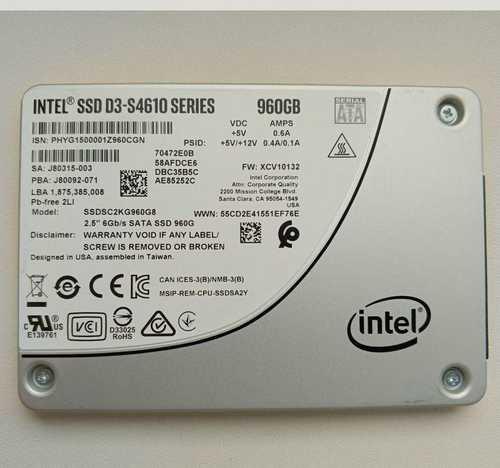 SSD Intel D3-S4610 960Gb