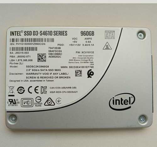 SSD Intel D3-S4610 960Gb