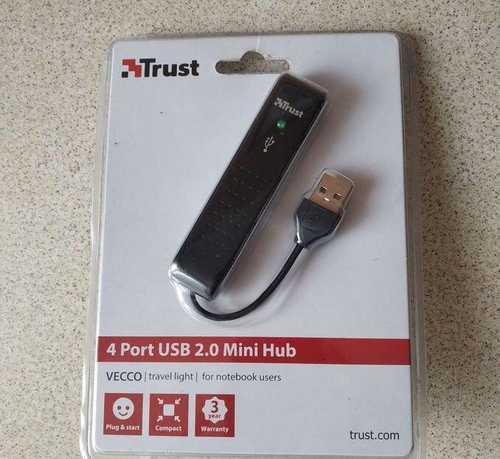 Переходник Trust Vecco 4 Port Mini Hub USB 2,0
