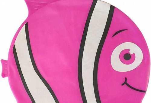 Шапочка для плавания детская силикон розовая