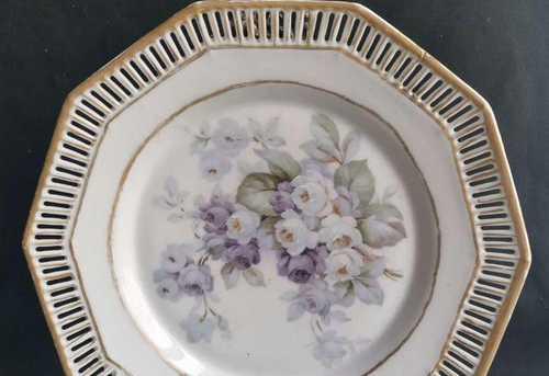 Тарелка антикварная блюдо розы жасмин