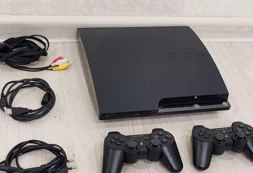 Прошитая Sony PS3 Slim 250GB + 2 геймпада + 40 игр