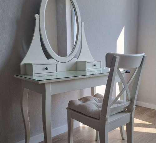 Туалетный столик с зеркалом и стулом IKEA хемнес
