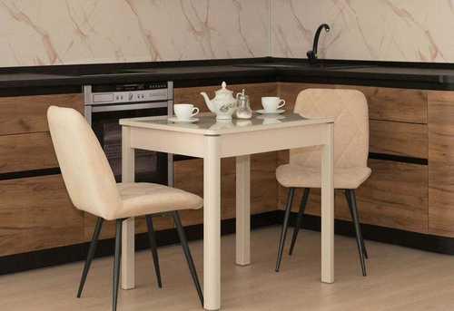 Обеденный стол Орфей 42 Белый песок-Кена (кухонный