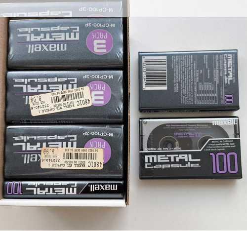 Новая аудиокассета maxell metal Capsule 100