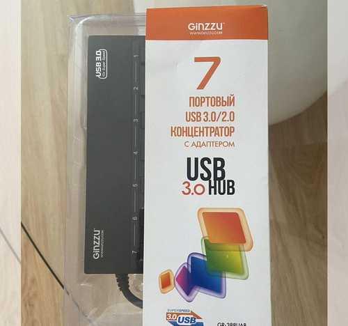 7 портовый usb 3.0/2.0 концентратор с адаптером