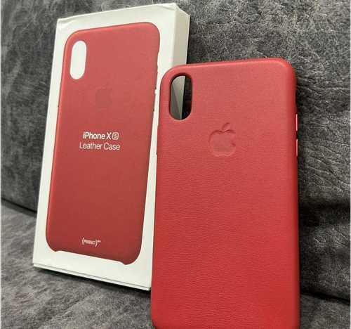 Чехол кожаный для iPhone xs product red