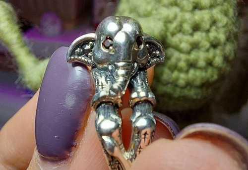 Кольцо-обнимашка слоник серебро