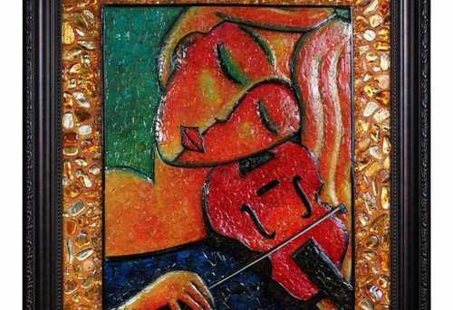Картина из янтаря "Девушка со скрипкой"