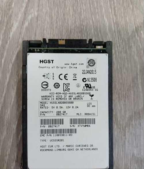 Жесткий диск sas hgst hussl4020bss600