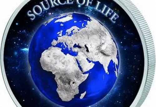 Монета Земля Источник жизни серебро Бенин 2018 год