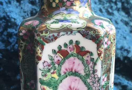 Китайский фарфоровый флакон, ваза с пробкой