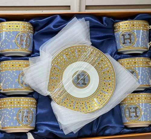 Чайный и кофейный сервиз на 6 персон стиле Hermes