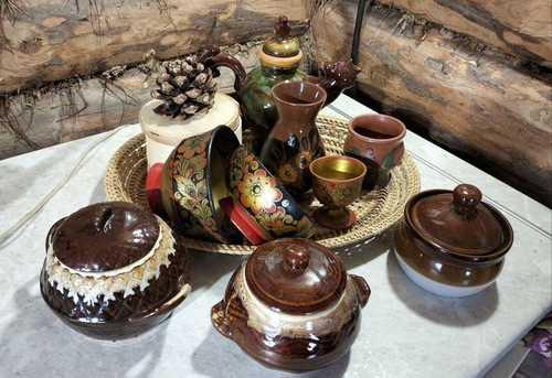 Милый наборчик деревянной и керамической посуды