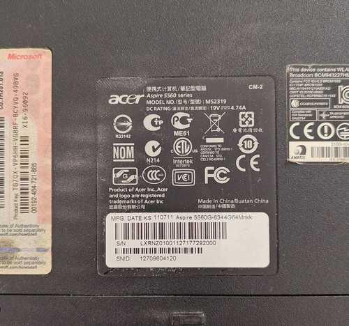 Ноутбук acer aspire 5560