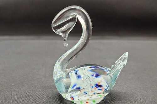 Статуэтка мини Лебедь 6 см цветное гутное стекло