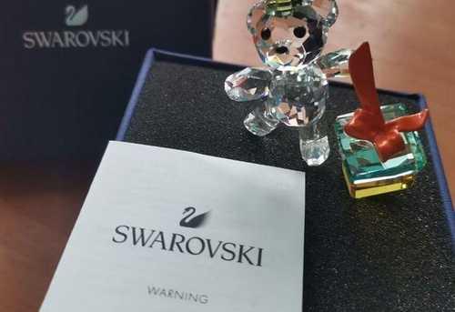 Swarovski фигурка, новогодний мишка с подарком