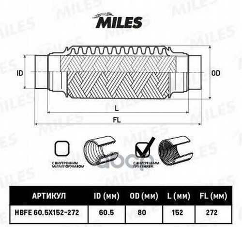 Труба гофрированная универсальная 60.5X272 (152