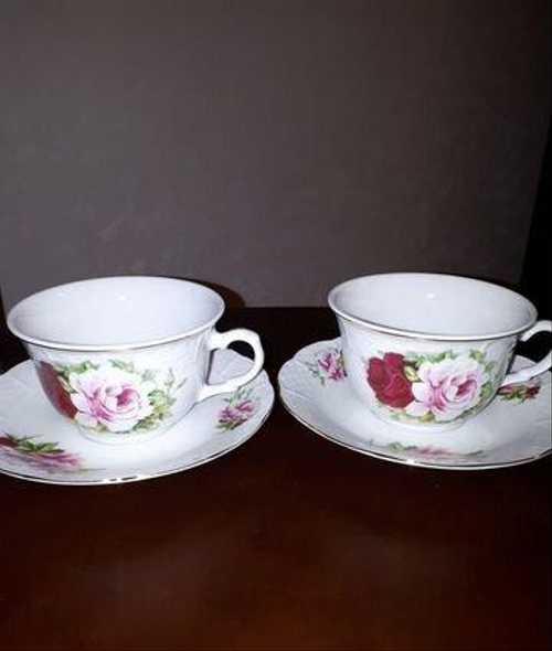 Чайные пары фарфор bohemia thun Английская роза