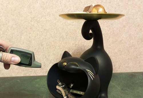 Конфетница ключница статуэтка чёрный кот