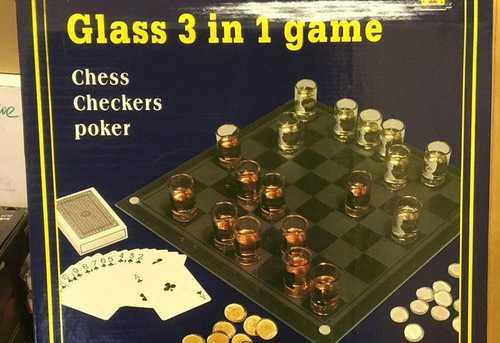 Игра: Glass 3 in 1 Game Chess, Checkers, Poker