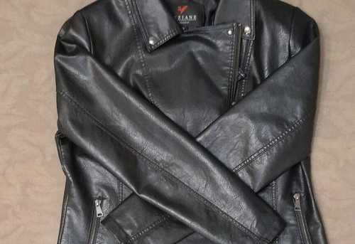 Кожаная куртка косуха мужская чёрная veziane бренд