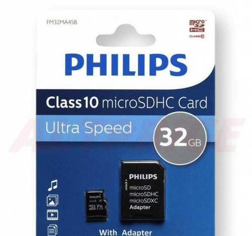 Карта памяти microsdhc 32GB philips Class 10 (SD а