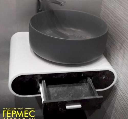 Тумба со столешницей для ванной из камня Hi-Macs m