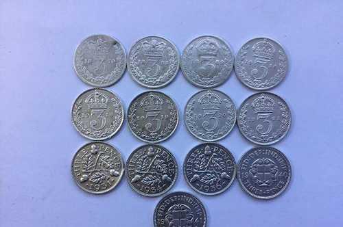 Серебряные монеты Великобритании 3 пенса 1879-1941