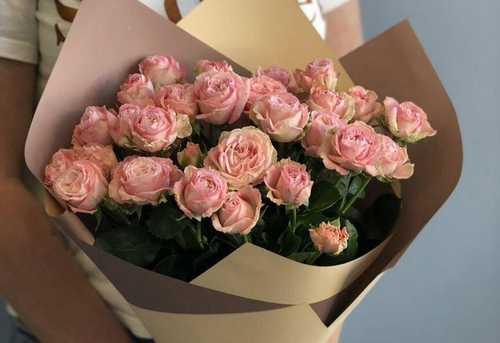 Кустовая роза розовая цветы оптом
