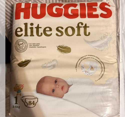 Подгузники Huggies" Elite Soft 1, 3-5кг, 84 шт