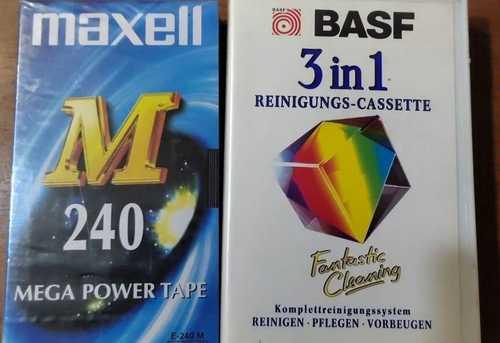 Кассеты VHS Maxwell и чистящая Basf